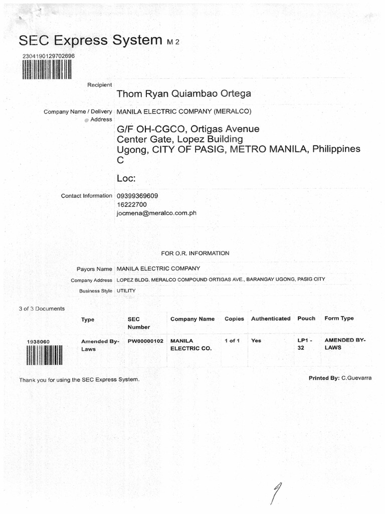 Meralco by Laws | PDF