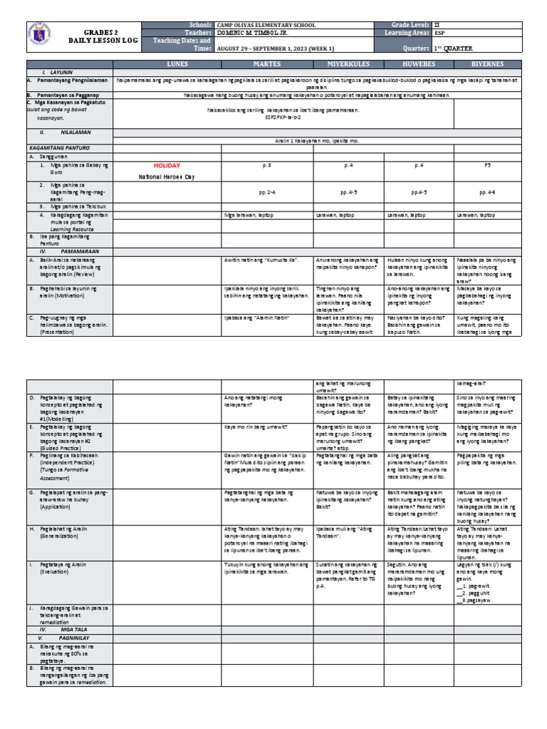 DLL - Esp 2 - Q1 - W1 | PDF