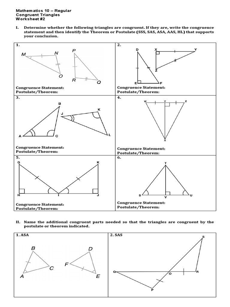 WS2-Congruent Triangles | PDF