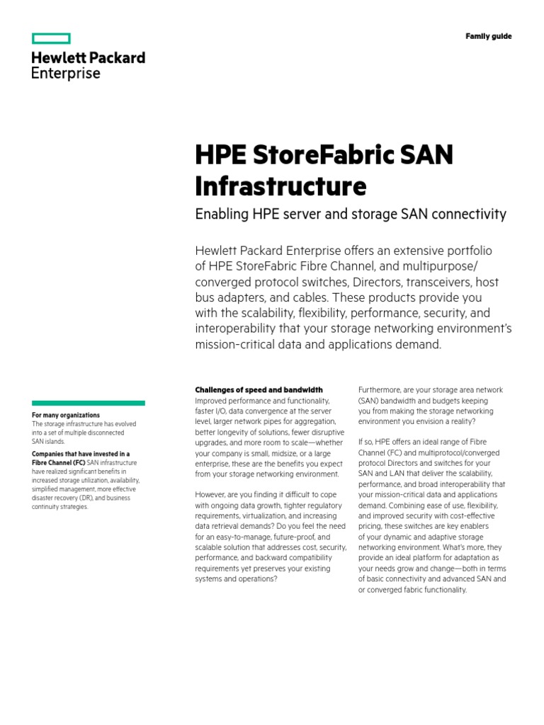 HPE - StoreFabric Family Guide | PDF | Network Switch | Computer Network