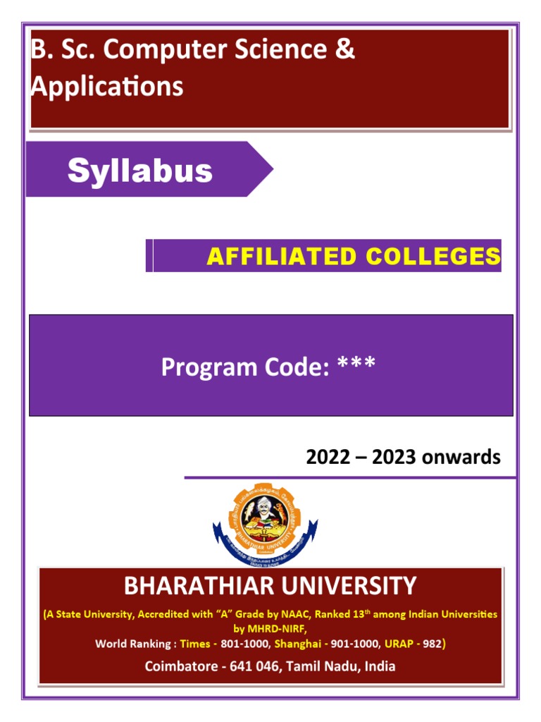 B.Sc. Computer Science Syllabus 2022-23 | PDF | Art | Computers