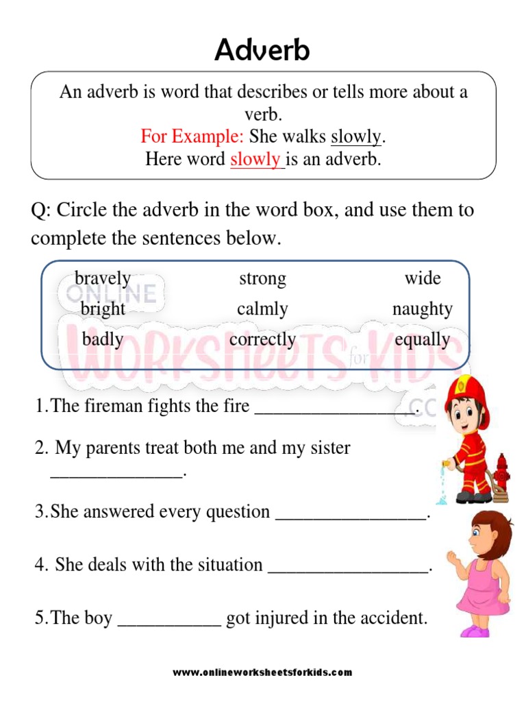 Adverb Worksheet for Grade 1 | PDF | Language Arts & Discipline