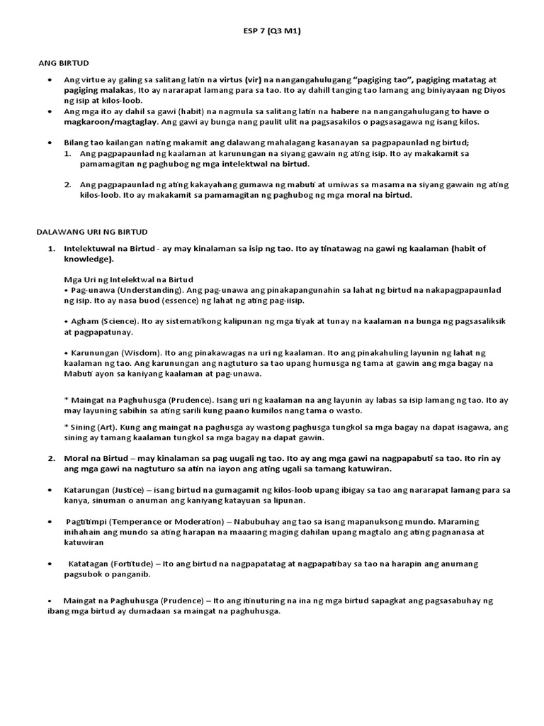 Esp 7 Birtud | PDF
