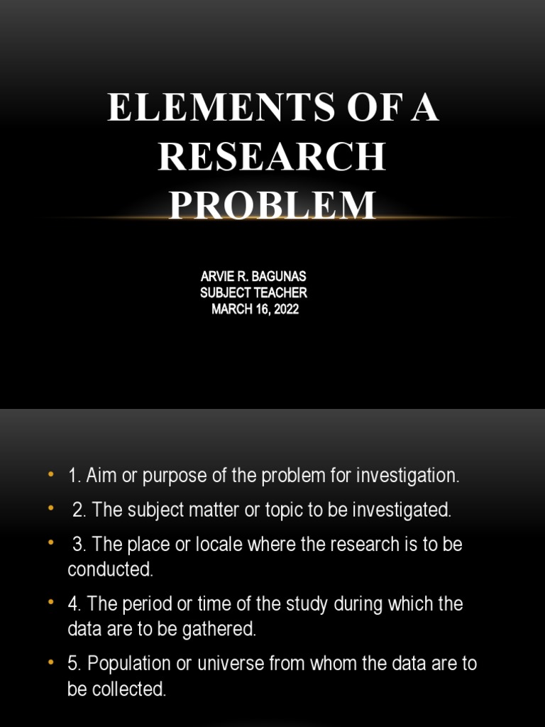 Elements of A Research Problem | PDF