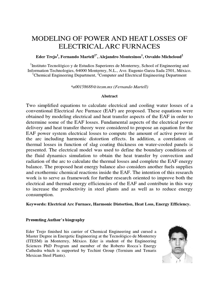 EAF Power & Heat Loss Modeling | PDF | Heat Transfer | Electric Arc
