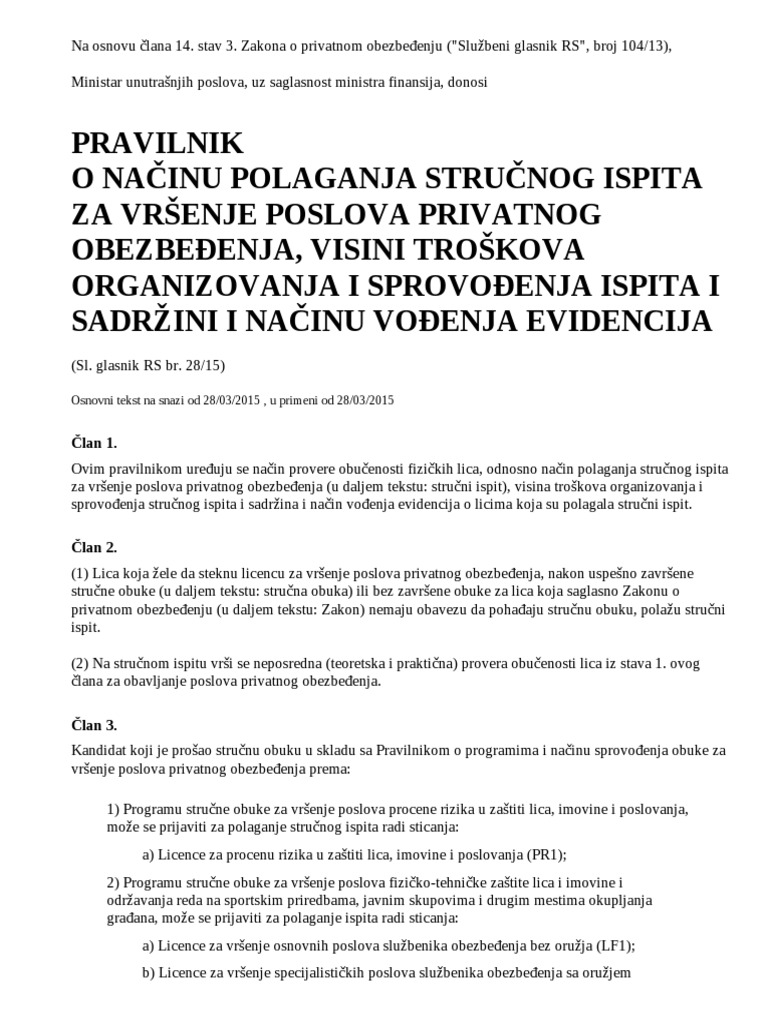 Pravilnik o načinu polaganja stručnog ispita | PDF