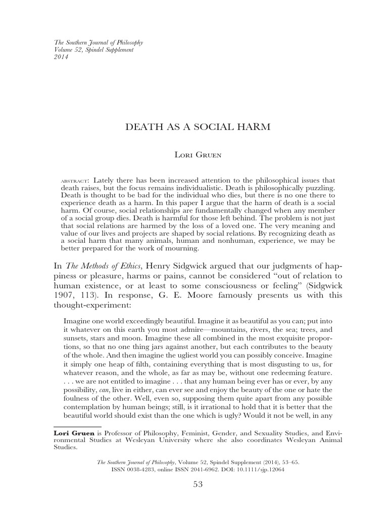 Death As A Social Harm | PDF | Grief | Chimpanzee