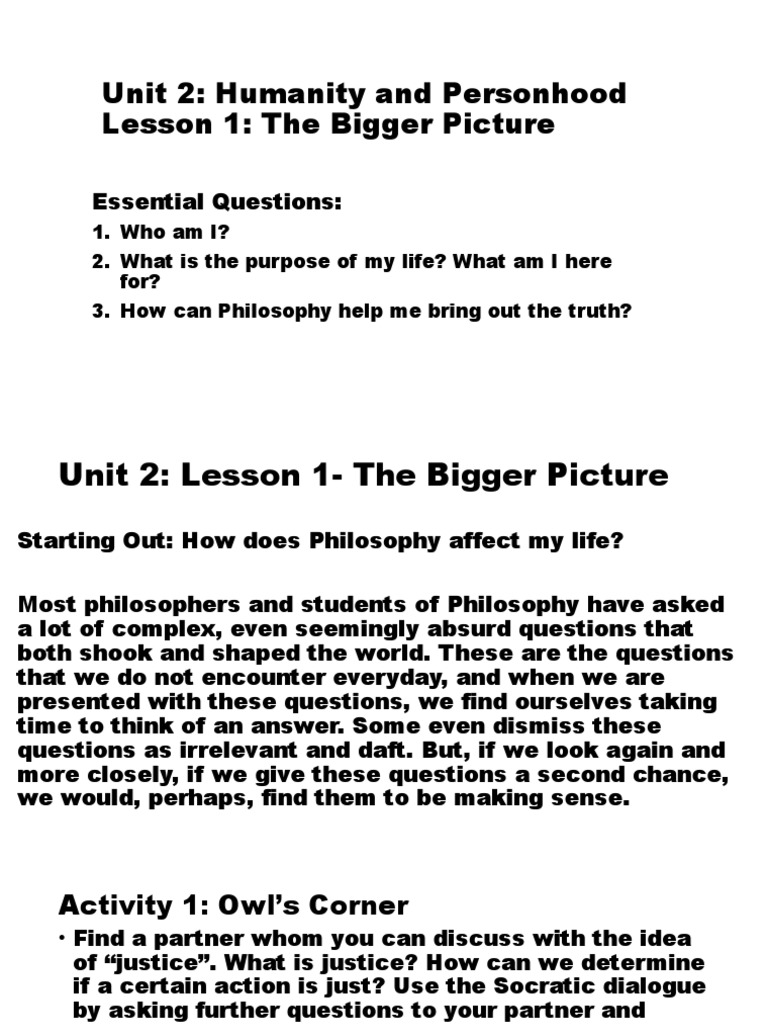 Unit 2 Humanity and Personhood | PDF