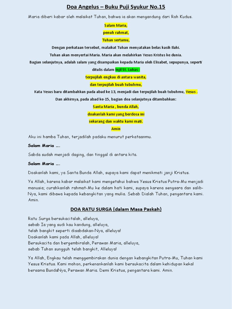 Doa Angelus dan Ratu Surga Paskah | PDF