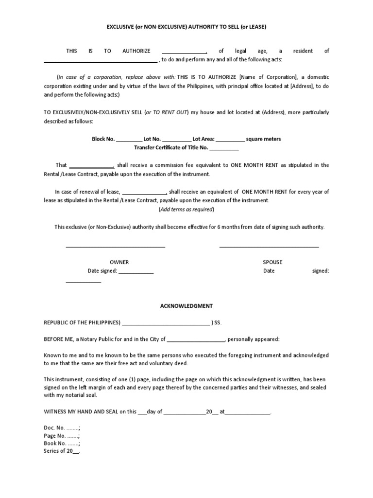 Authority To Negotiate Lease | PDF | Lease | Real Property Law