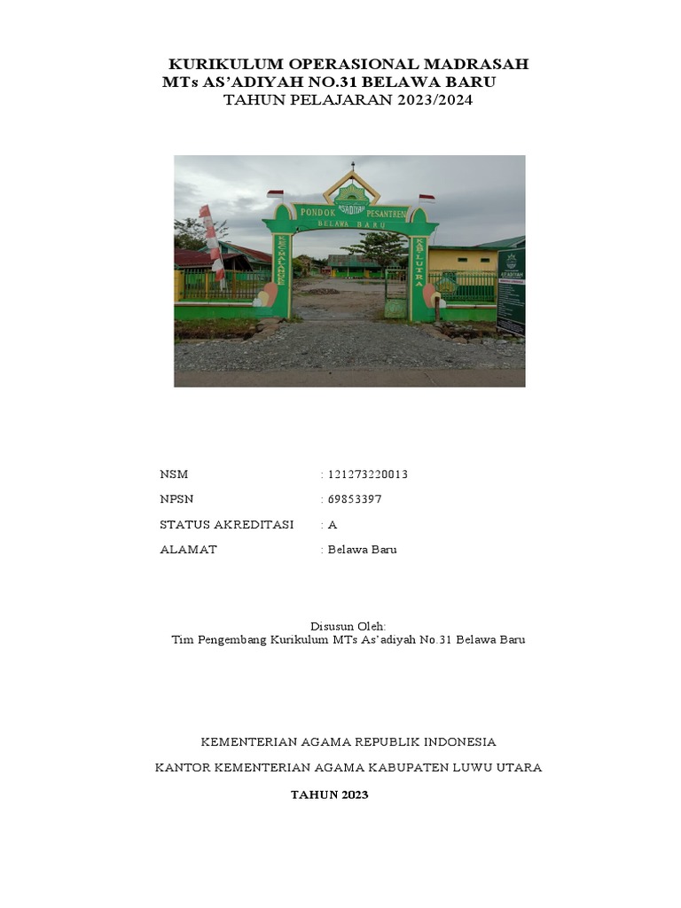 Kurikulum MTs As’adiyah 2023/2024 | PDF