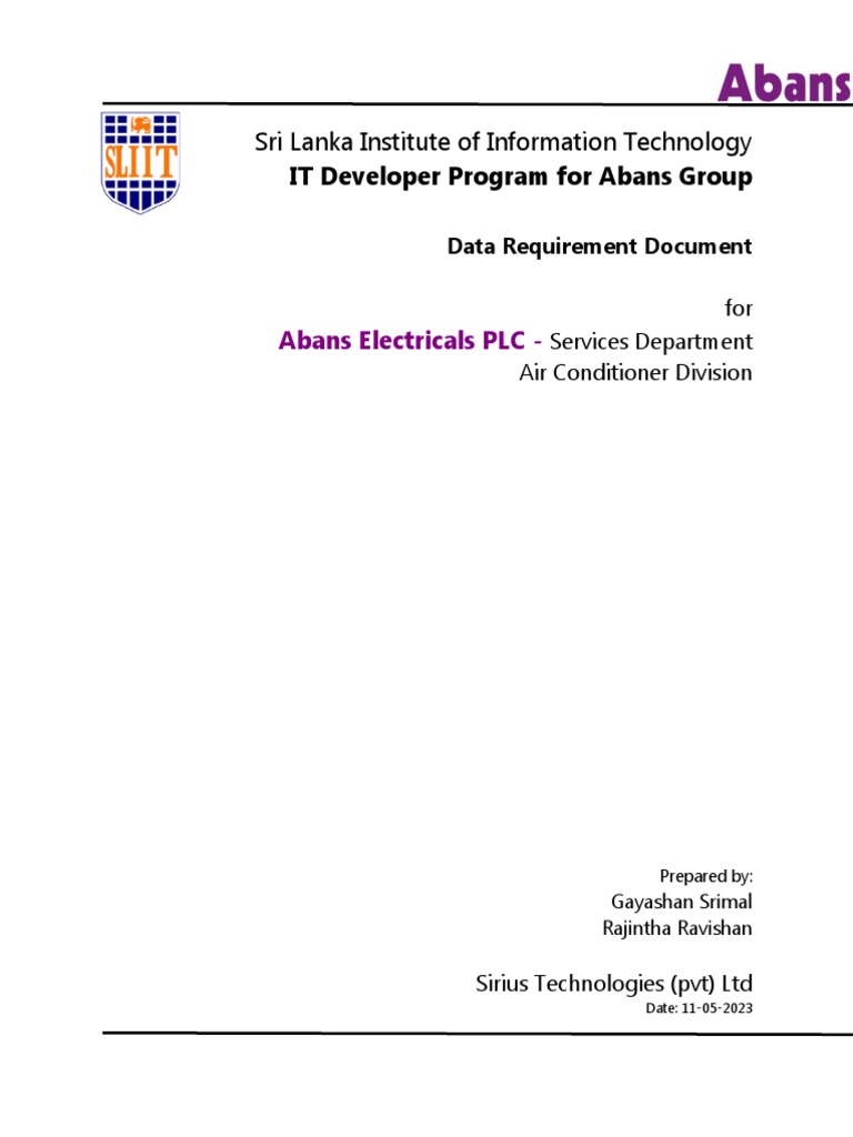 Data Requirement Document For Abans Service Dept | PDF | Databases | Backup