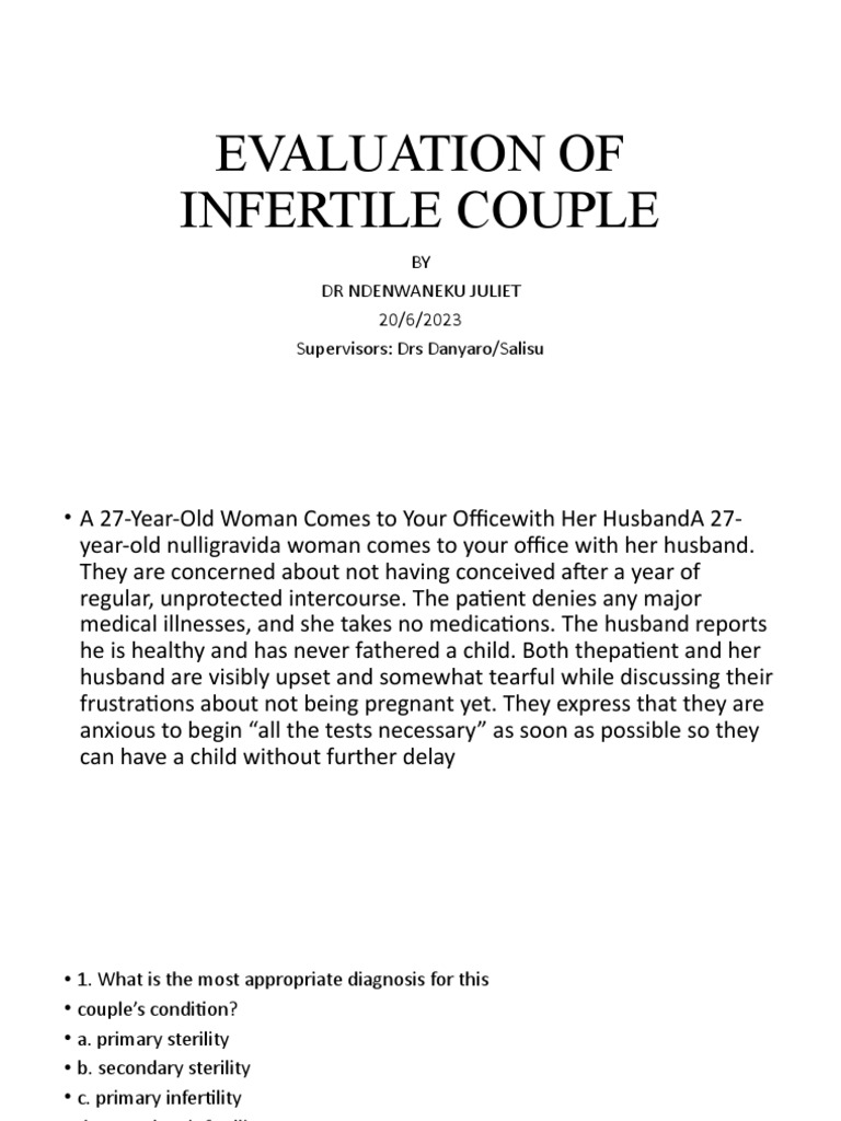 Evaluation of Infertile Couple | PDF | Infertility | Ovary