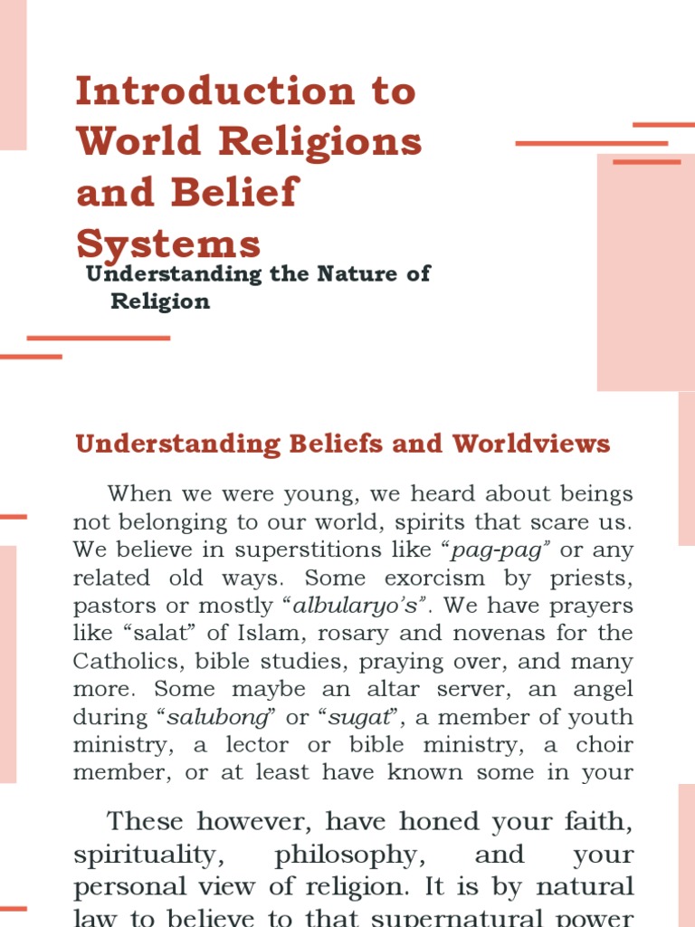 Introduction To World Religions and Belief Systems - Lesson 1 | PDF