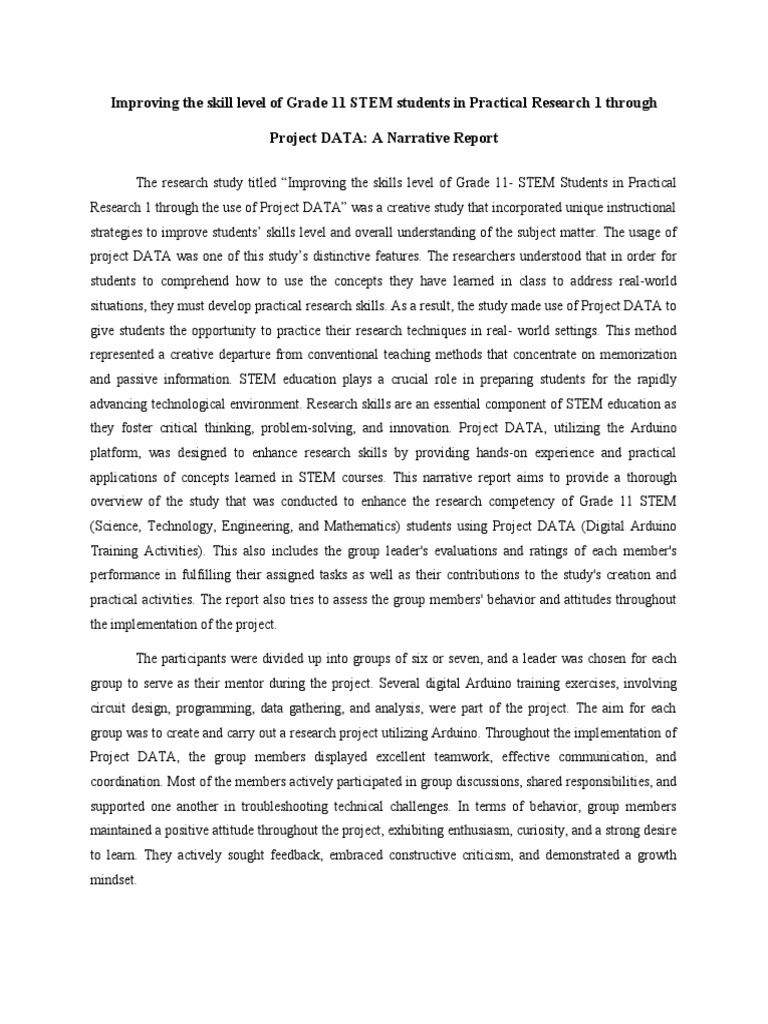 Narrative Report in Practical Research 1 | PDF | Science, Technology ...