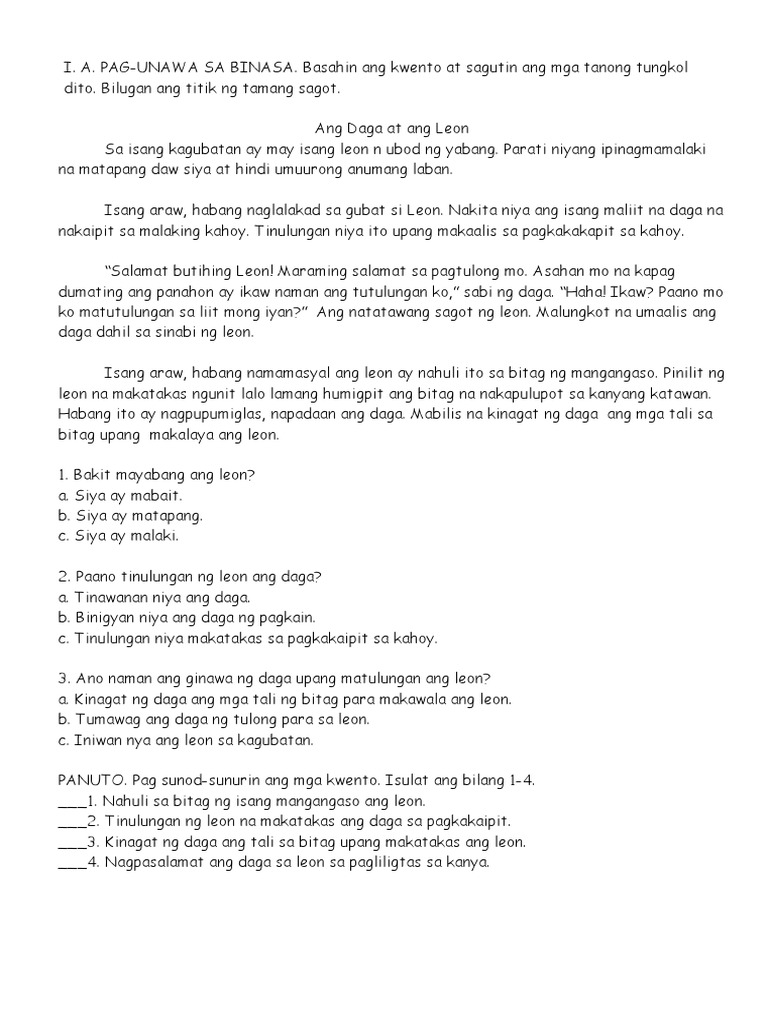 Filipino 4th QTR Exam | PDF