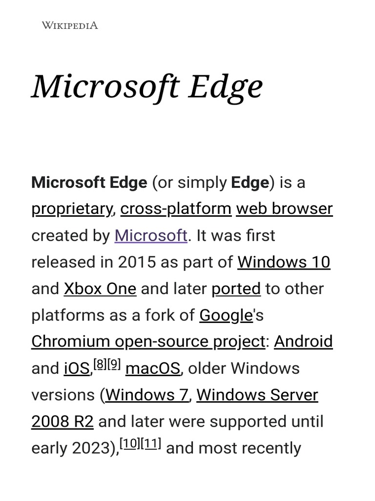 Microsoft Edge1 - Wikipedia | PDF | Internet Explorer | Computer ...