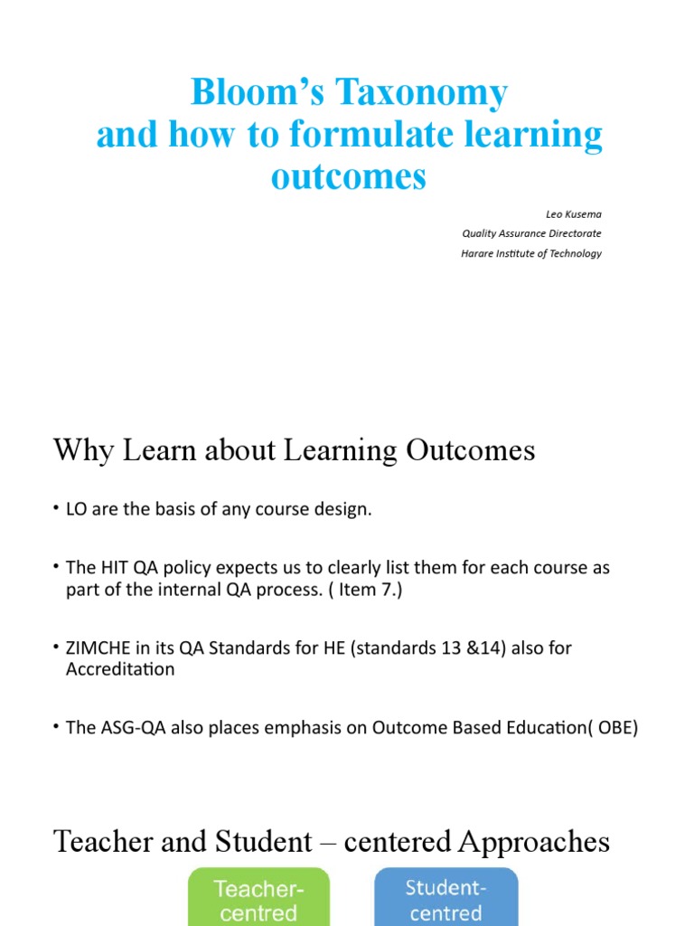 Learning Outcomes Presentation | PDF | Learning | Psychological Concepts