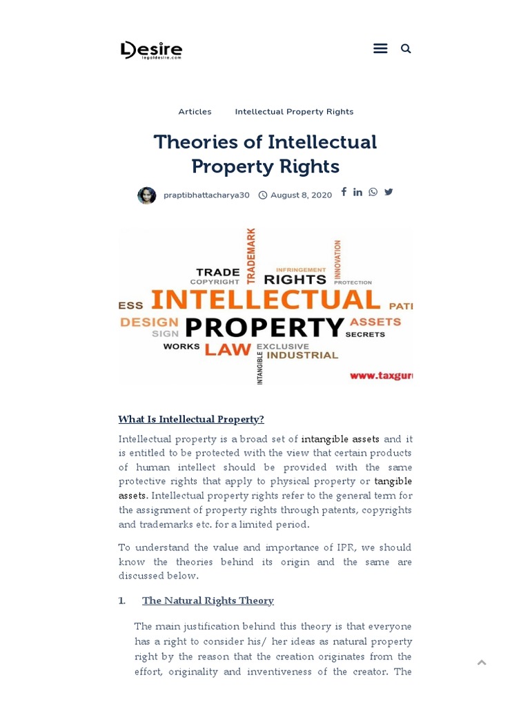 Theories of Intellectual Property Rights | PDF
