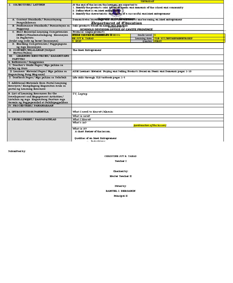Tle Q1 - Week1 Day3 | PDF | Entrepreneurship | Intelligence