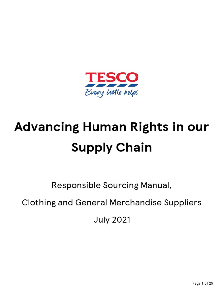 Advancing Human Rights in Our Supply Chain | PDF | Supply Chain | Tesco