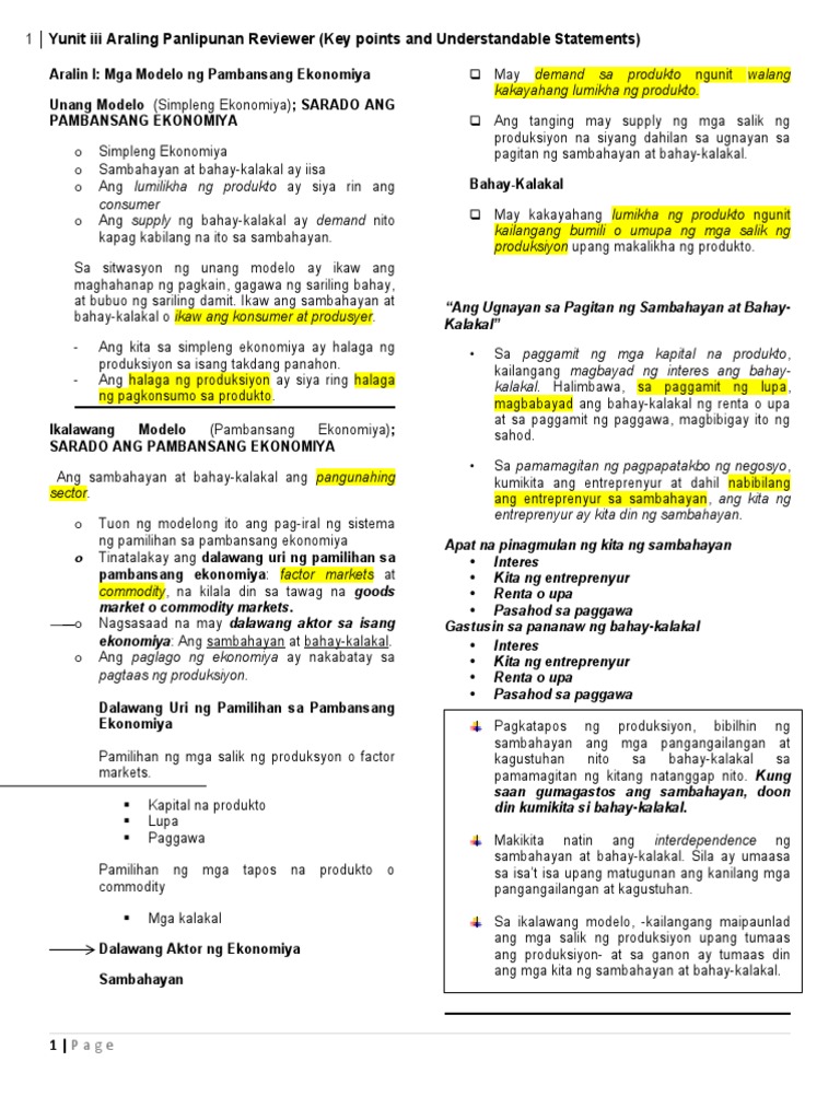 Yunit III G9 AP Reviewer | PDF