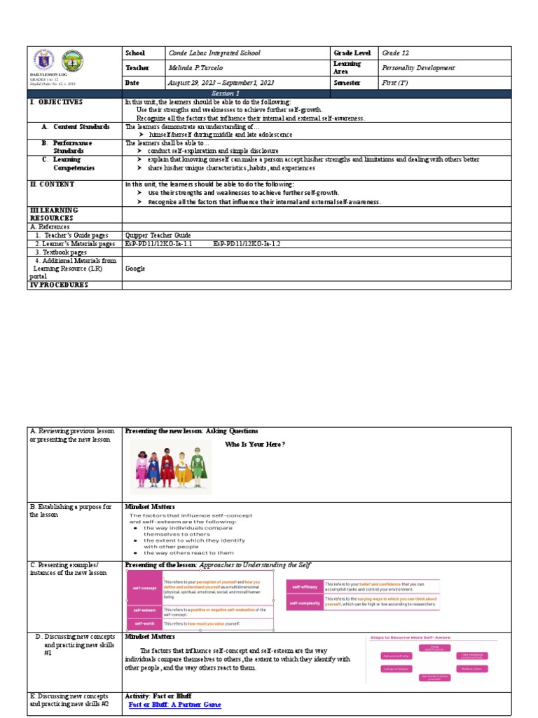 DLL-Week 1 | PDF | Self Concept | Self Esteem