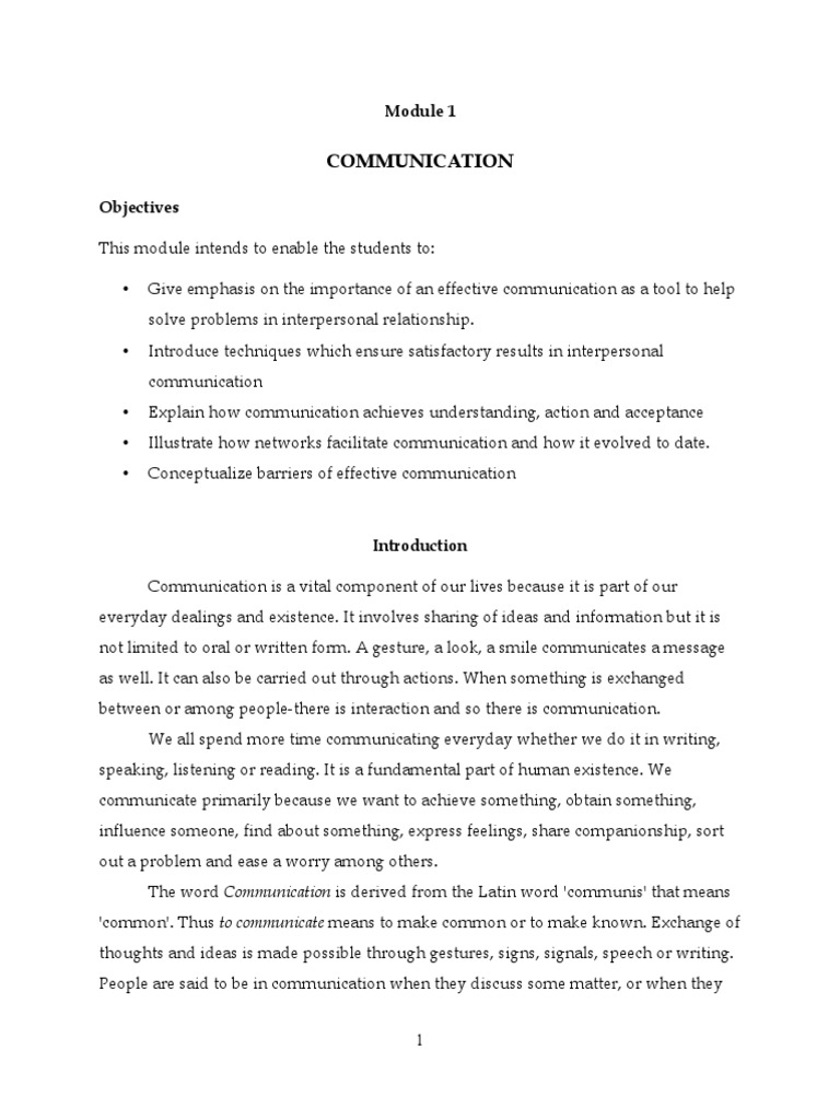 Module 1 - Communication | Download Free PDF | Communication ...