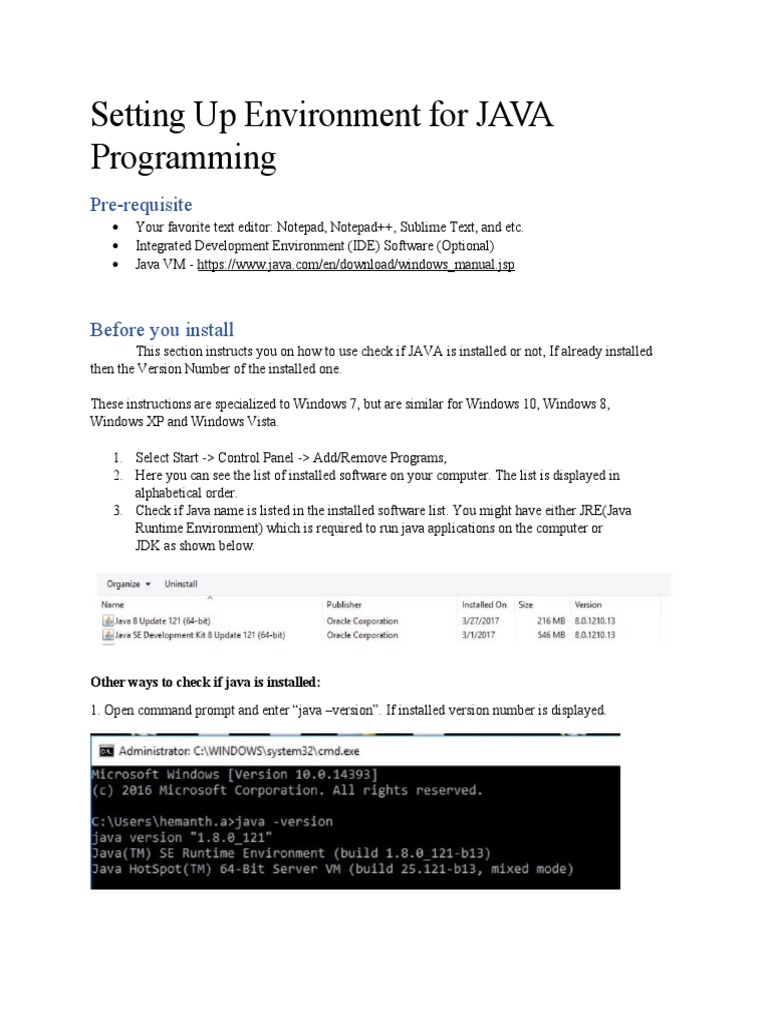 Setting Up Environment For JAVA Programming | PDF Setting Up Environment For JAVA Programming | PDF