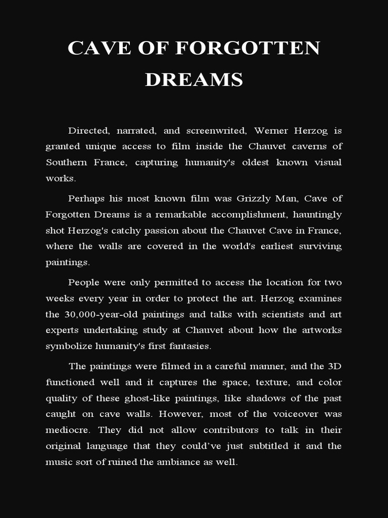 Herzog's Cave of Forgotten Dreams Review | PDF