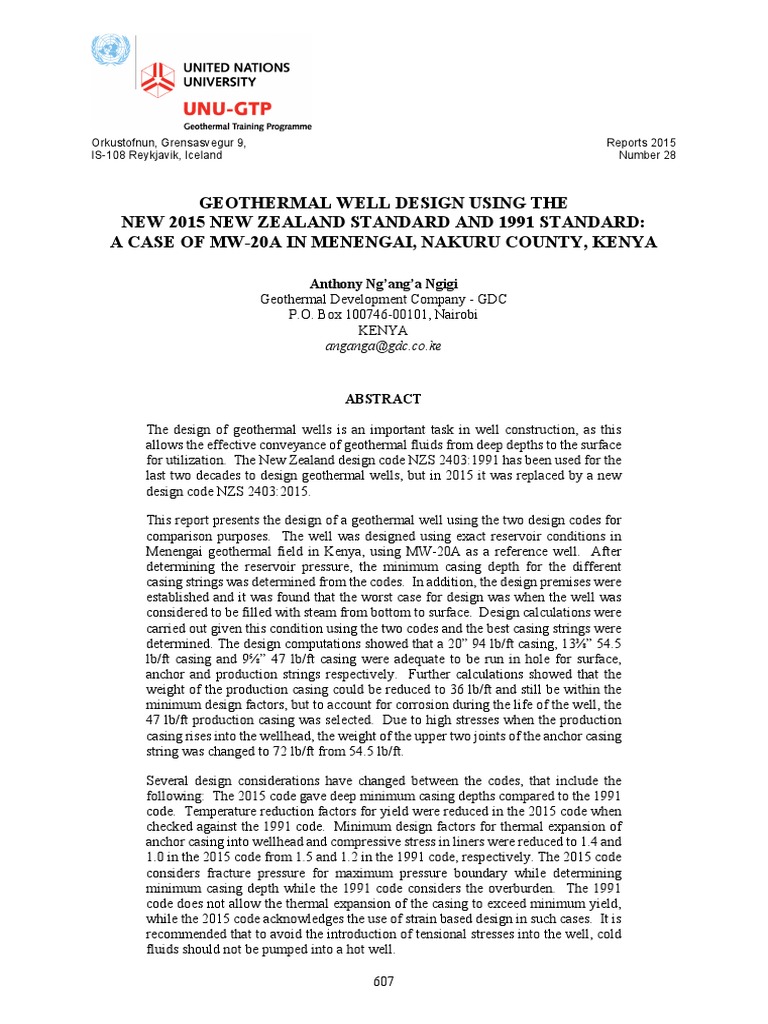 Geothermal Well Design: NZ Standards Comparison | PDF | Casing ...