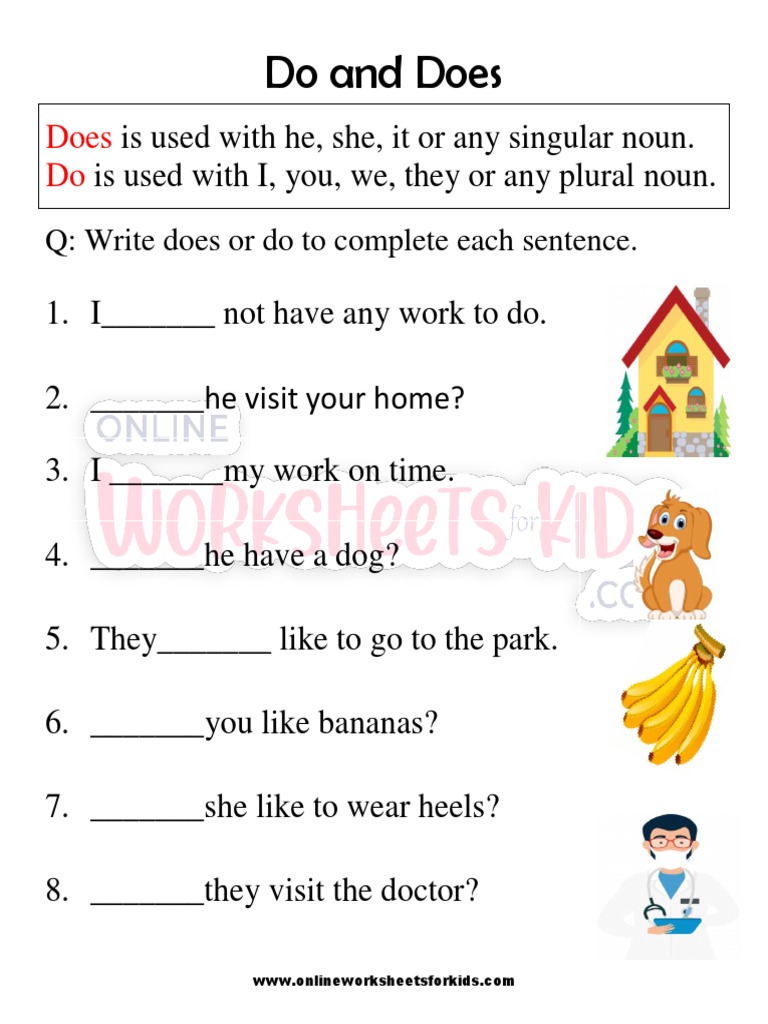 Do vs Does Worksheet for Kids | PDF