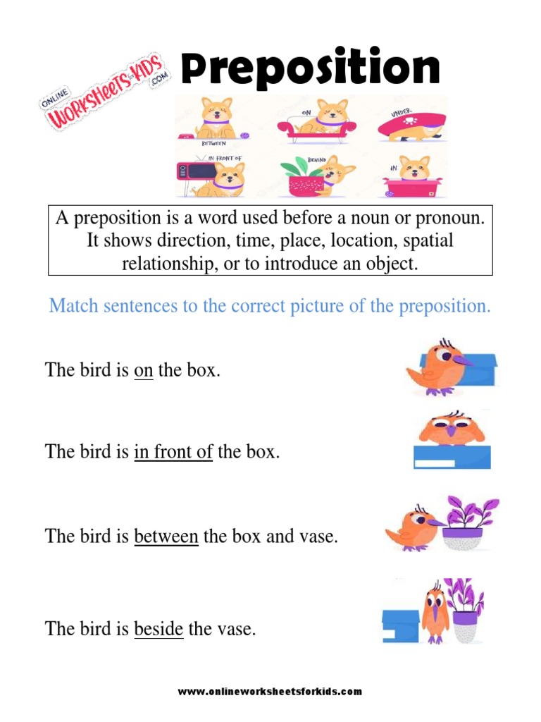 Preposition Worksheets For Grade 1-6 | PDF | Philosophy | Language Arts ...