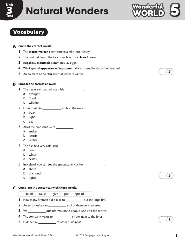 Natural Wonders: Vocabulary | PDF | Volcano