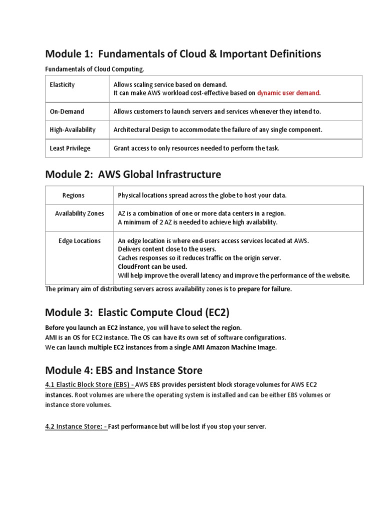 AWS Short Notes For Cloud Practitioner Certification | PDF