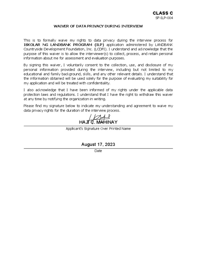 ISKOLAR Interview Privacy Waiver | PDF