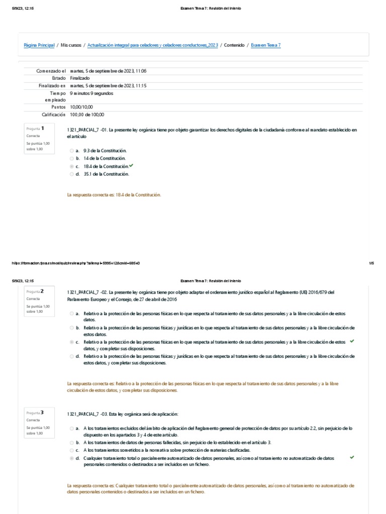 Examen Tema 7 - Revisión Del Intento | PDF
