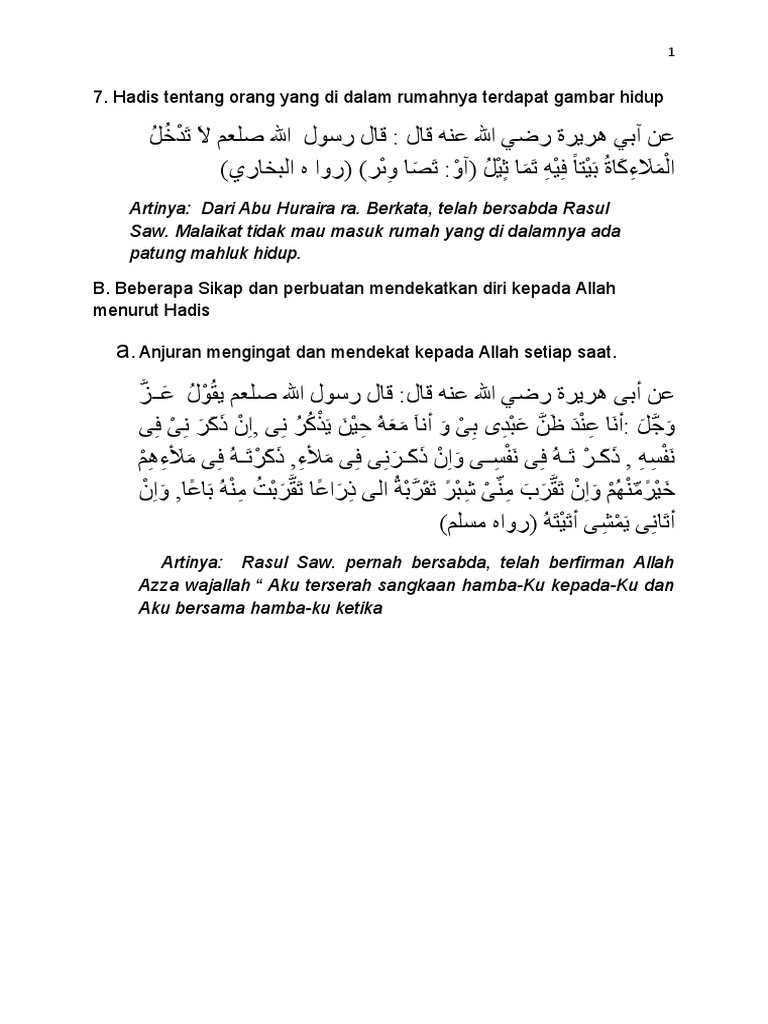 Hadis tentang Gambar dan Akhlak Islam | PDF