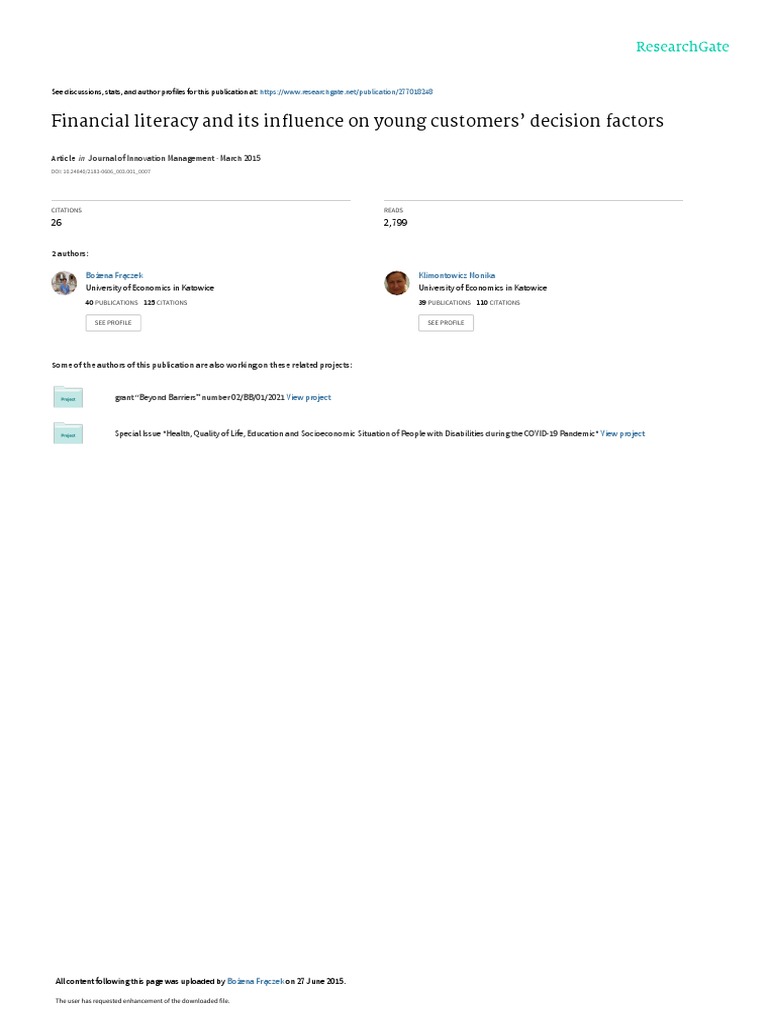 Financial Literacy and Its Influance On Young Customers Decision ...