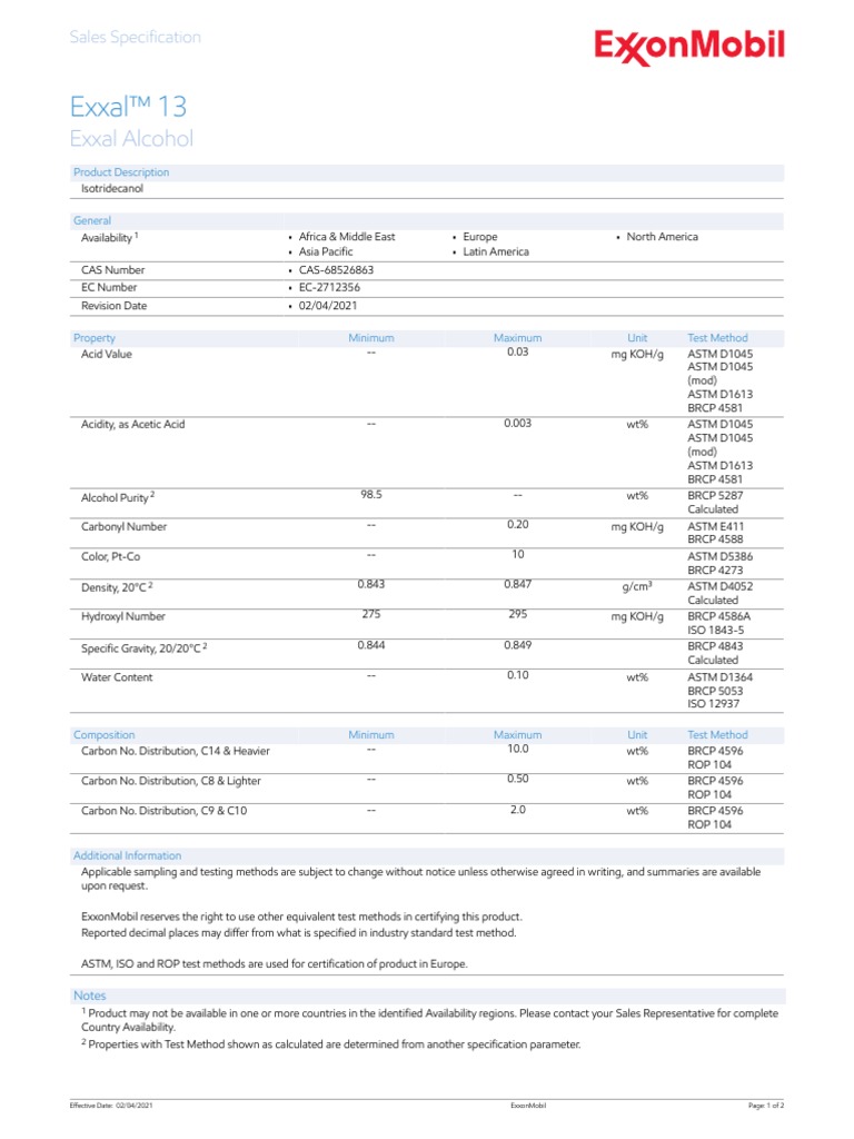 Exxal Alcohol | PDF | Specification (Technical Standard)