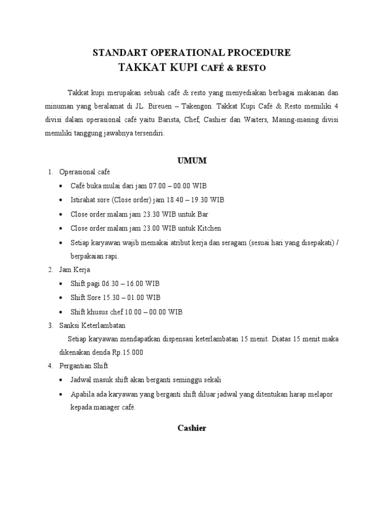 Standart Operational Procedure | PDF