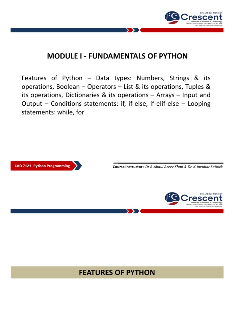 Cad 7121 - Python Programming - Module - 1 | PDF | String (Computer ... Cad 7121 - Python Programming - Module - 1 | PDF | String (Computer ...