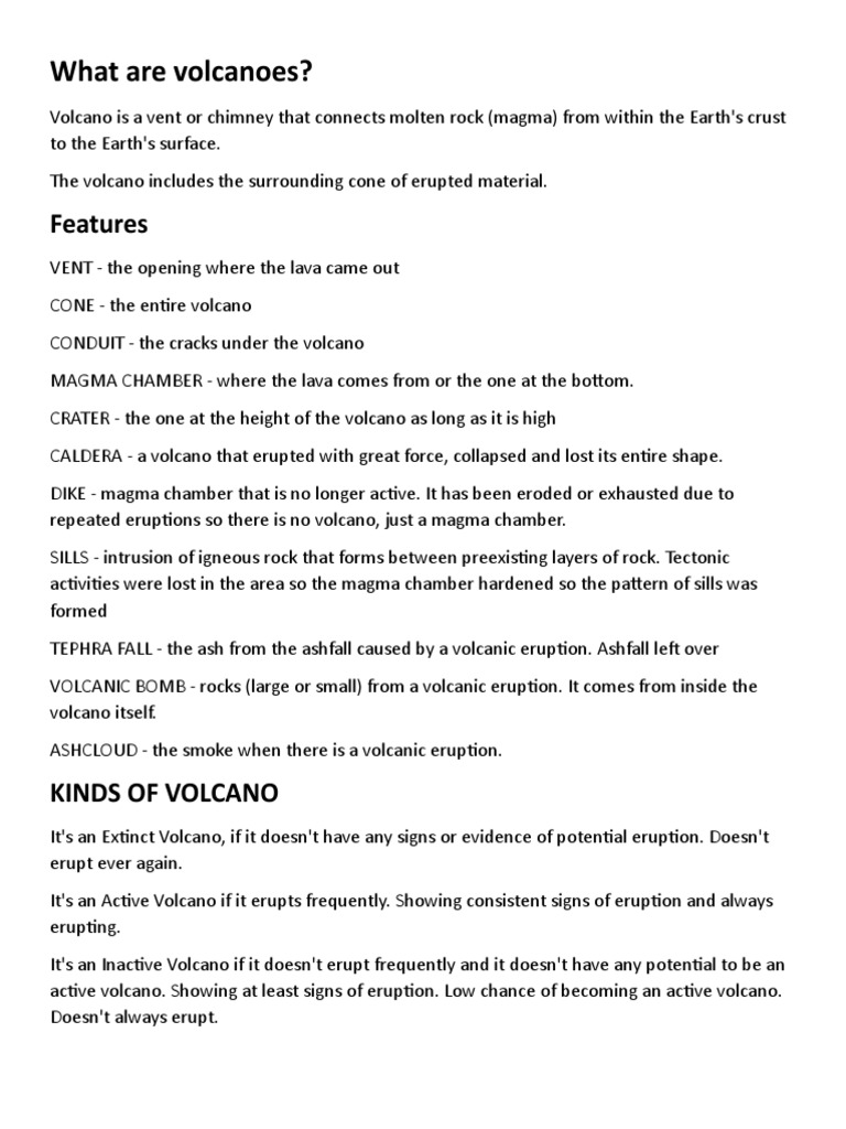 What Are Volcanoes | PDF | Volcano | Types Of Volcanic Eruptions