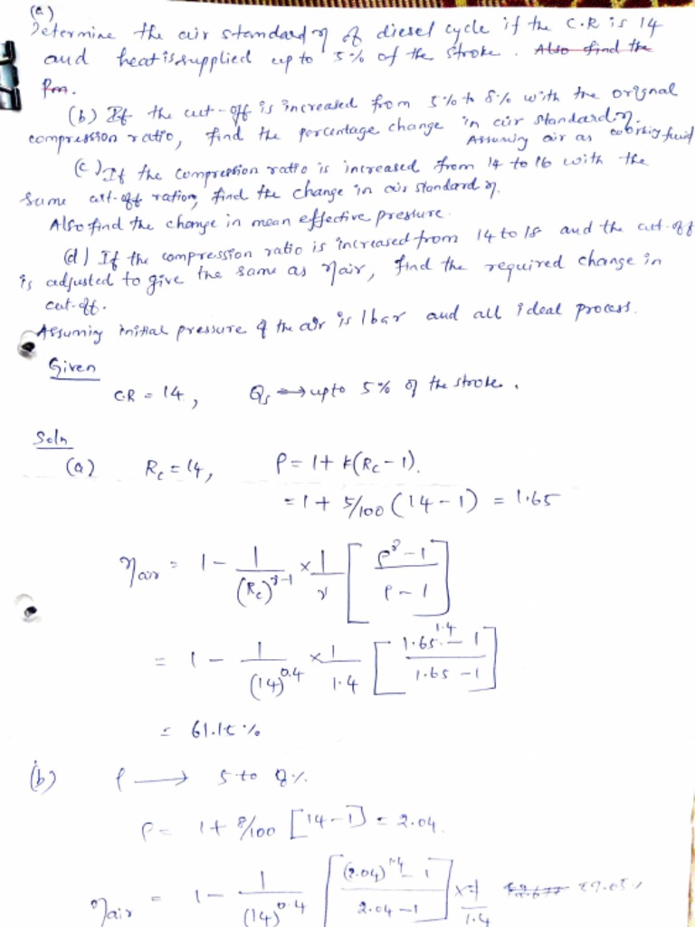 4) Diesel Cycle Problems | PDF