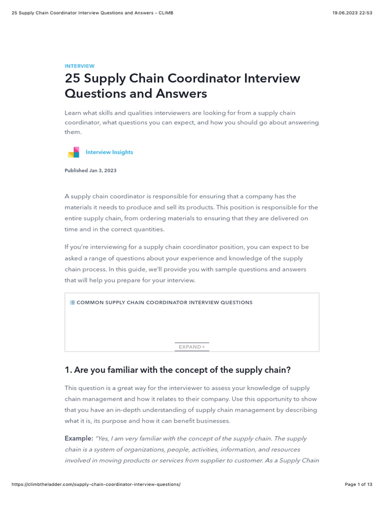 Supply Chain Interview Prep Guide | PDF | Supply Chain | Supply Chain Management