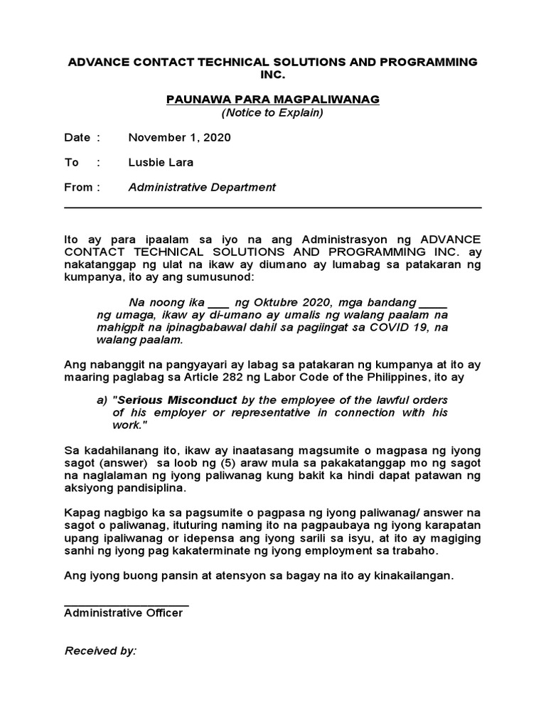 Notice of Explanation AVA LAW (1) | PDF