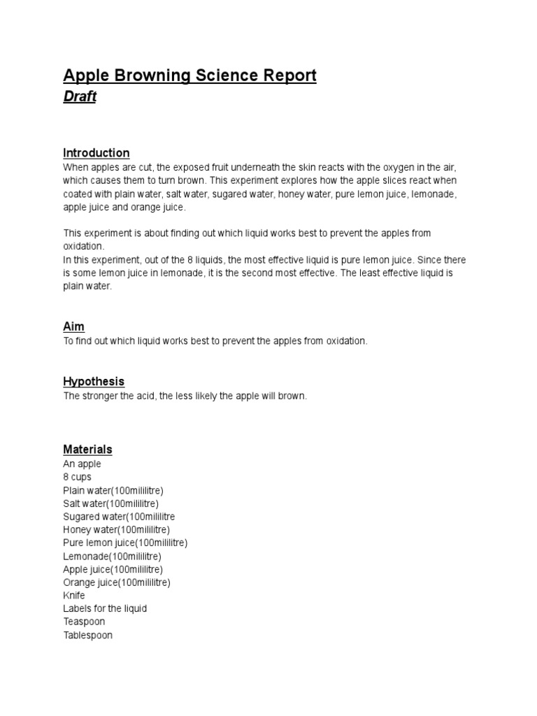 Apple Browning Science Report Reference | PDF | Cooking, Food & Wine ...