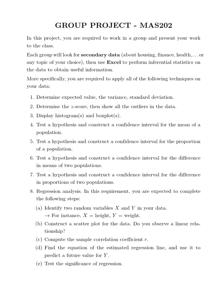 MAS202 Group Project Guidelines | PDF