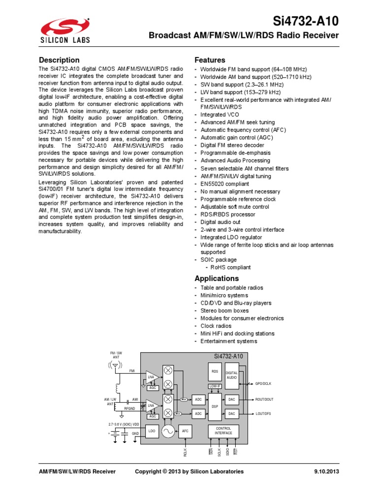 Si4732 A10 Short | PDF | Frequency Modulation | Telecommunications ...