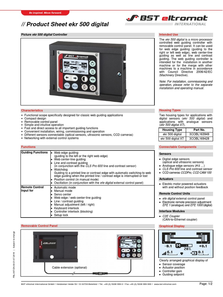 Product Sheet - Ekr 500 Digital (En) | PDF | Sensor | Servomechanism